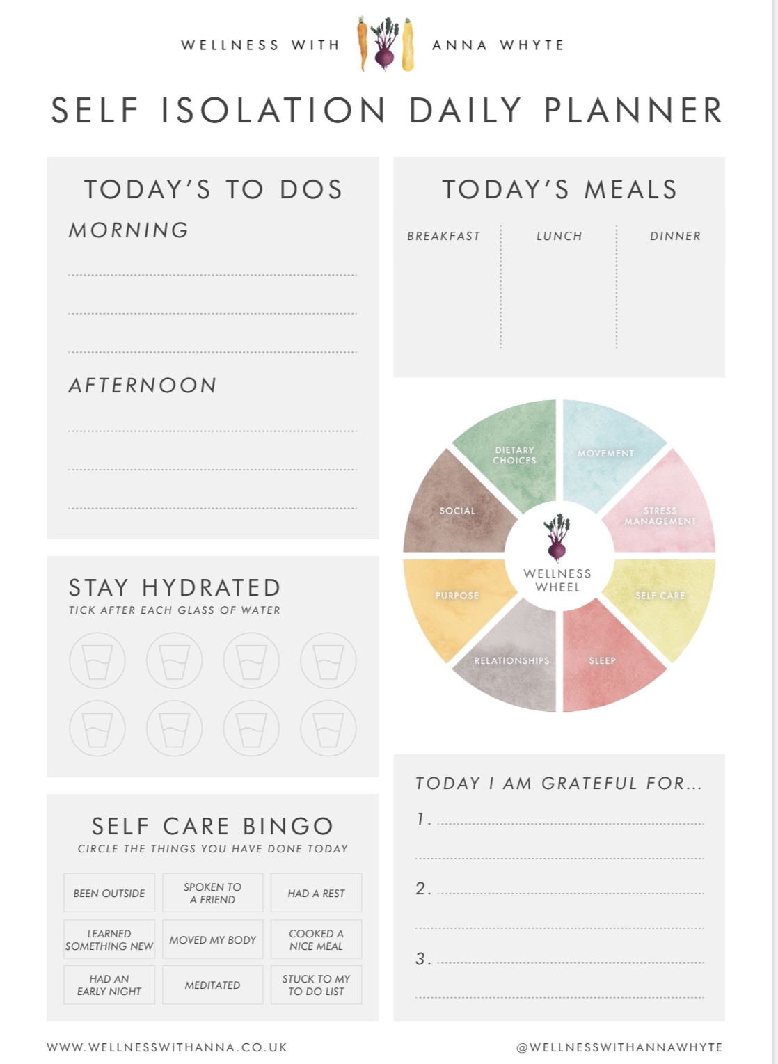 Self Isolation Daily Planner – Wellness with Anna Whyte